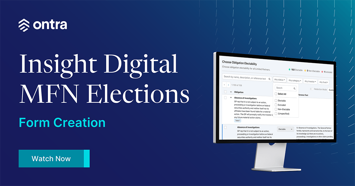 Digital MFN Election Process Demo: Form Creation | Ontra